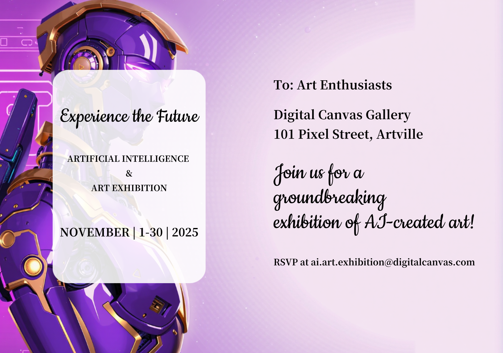 Purple and Gold Cute Anime Artificial Intelligence in Art 2025 Postcard