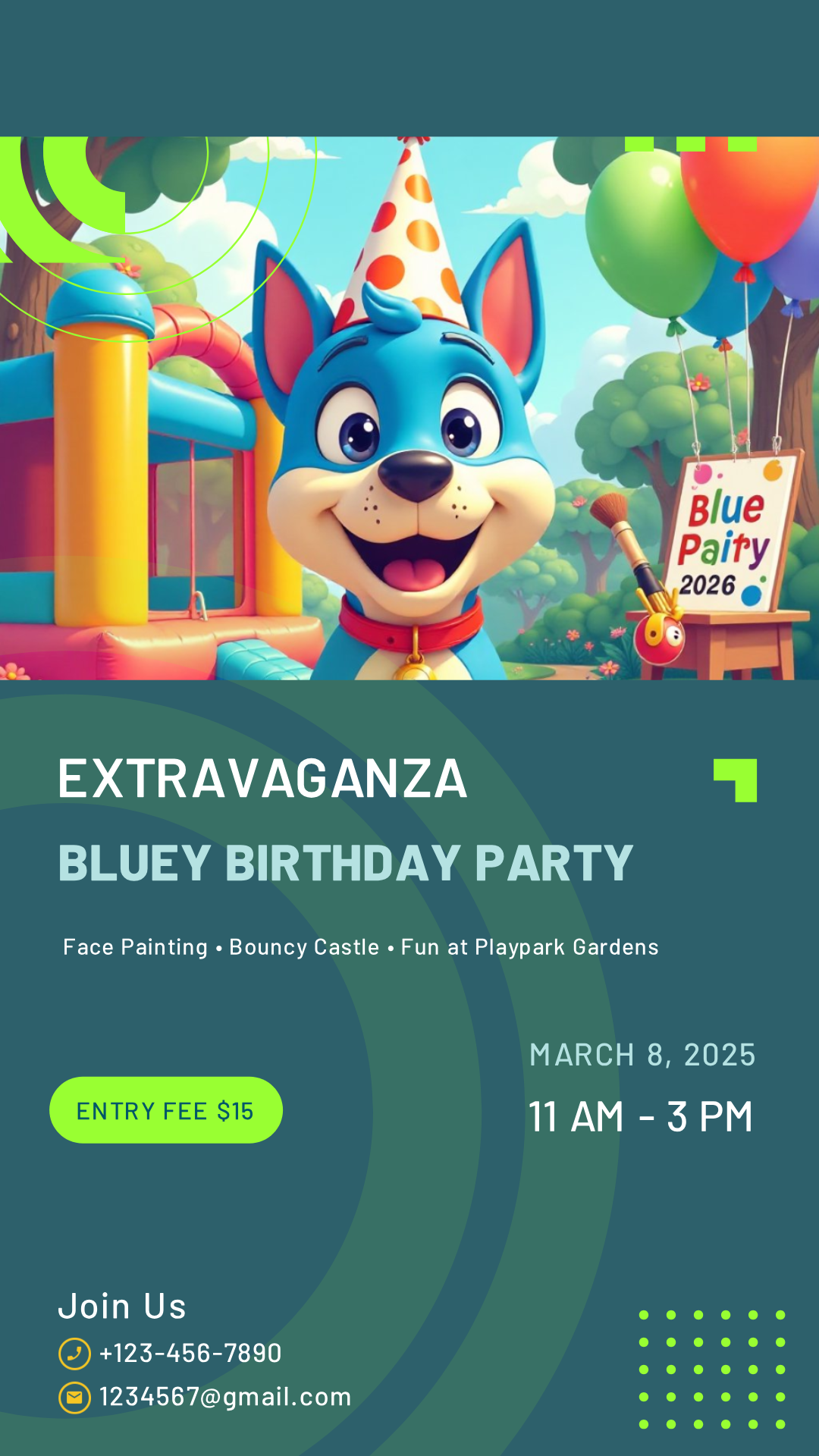 Bluey Birthday Party Extravaganza Poster Template - AI Designs by ...