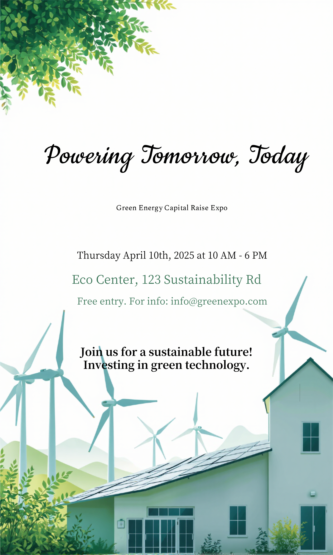 Green Energy Capital Raise Expo Invitation Template - AI Designs by ...