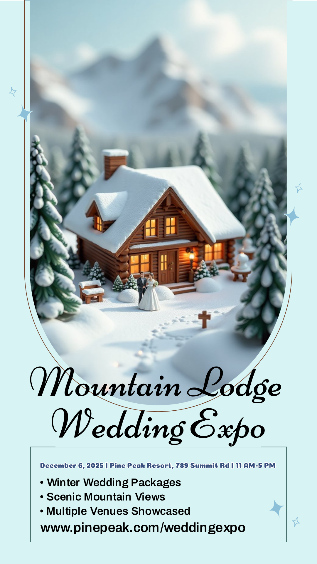 Mountain Lodge Wedding Venues Poster Template - AI Designs by MolyPix.AI