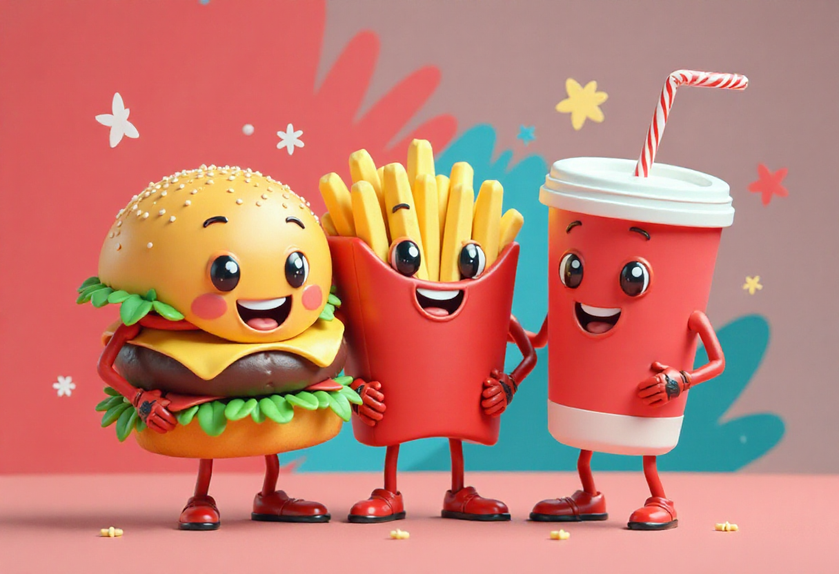 Animated Fast Food Characters Image Template - AI Designs by MolyPix.AI