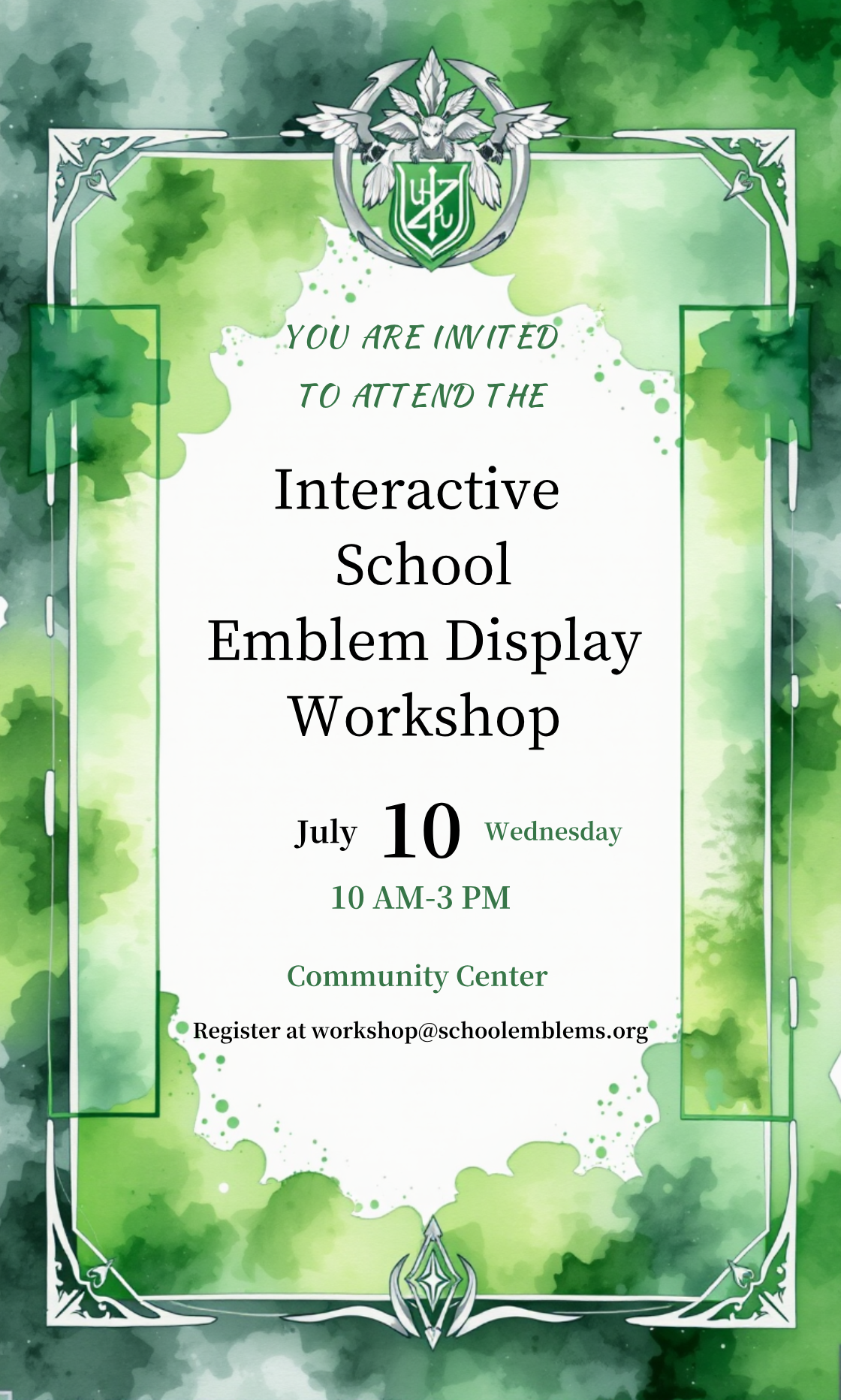 Interactive School Emblem Display Workshop Invitation Template - AI ...