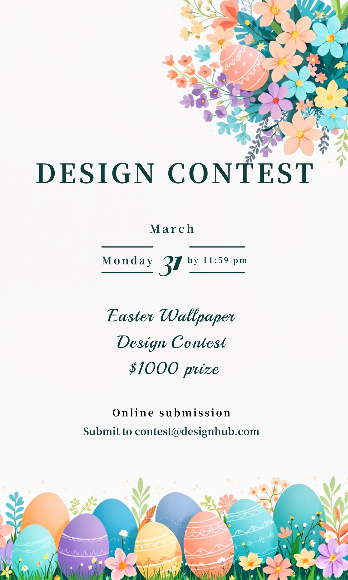 Colorful Flat Illustration Easter Wallpaper Design Contest Invitation
