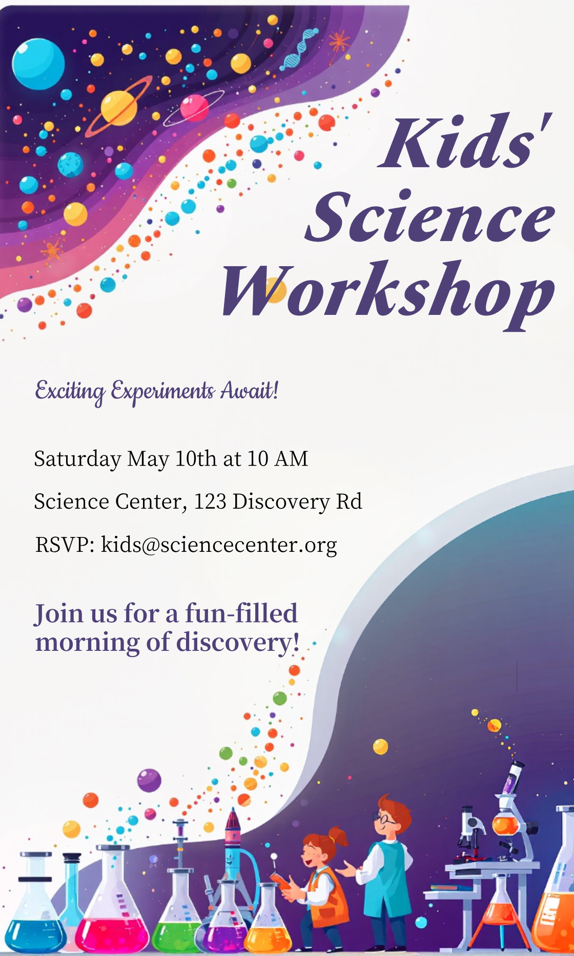 Kids' Science Workshop Activities Invitation Template - AI Designs by ...