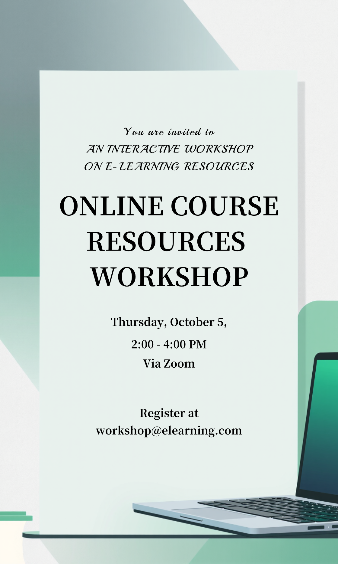 Online Course Resources Workshop Invitation Template - AI Designs by ...