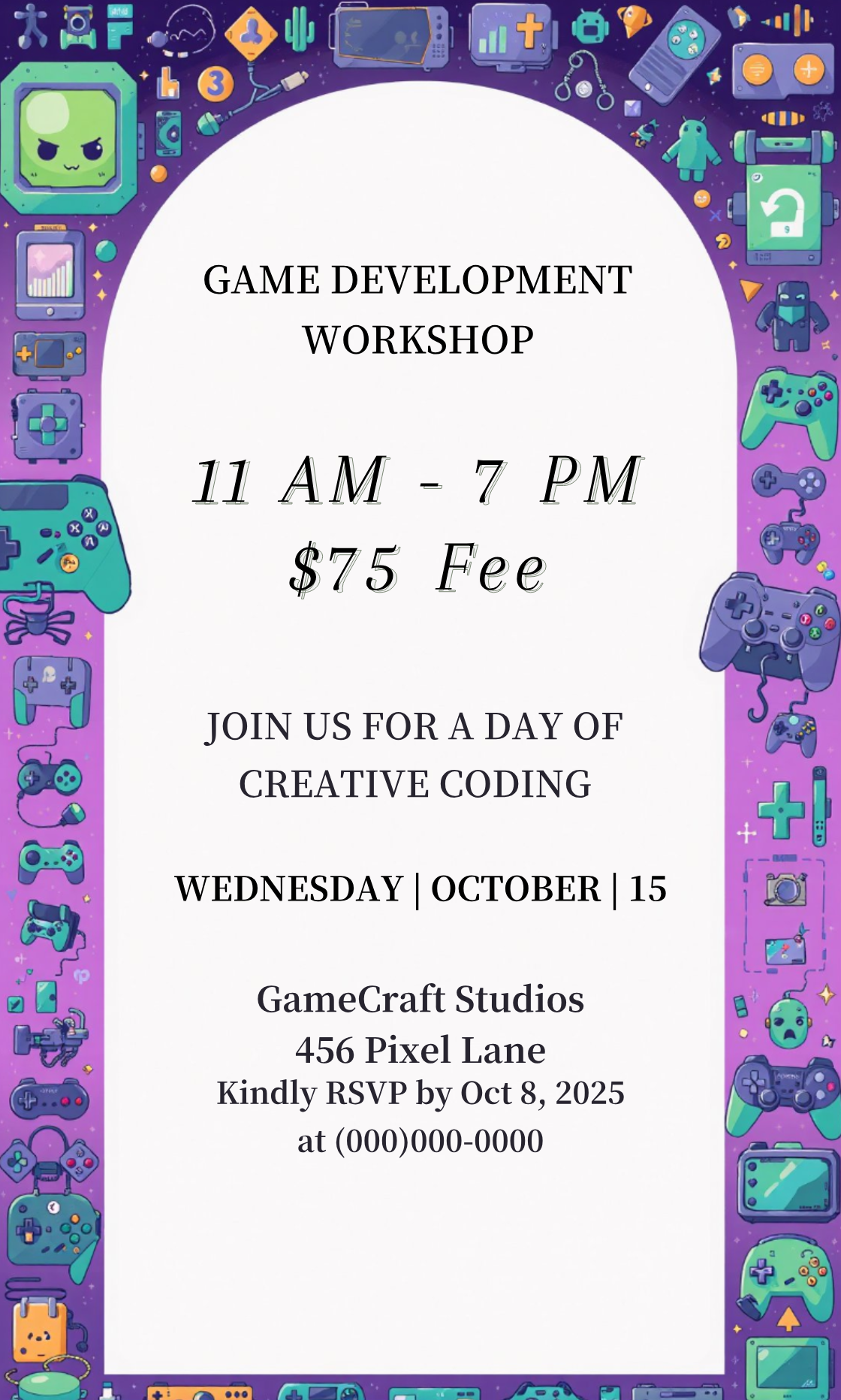 Game Development Coding and Programming Courses Invitation Template - AI Designs by MolyPix.AI