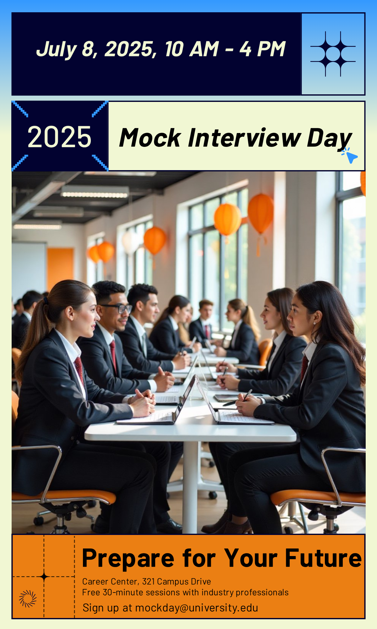 Mock Interview Day for Graduates Poster Template - AI Designs by MolyPix.AI