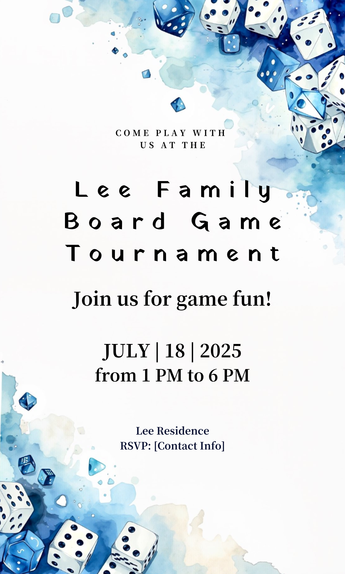 Family Entertainment Board Game Invitation Template - AI Designs by ...