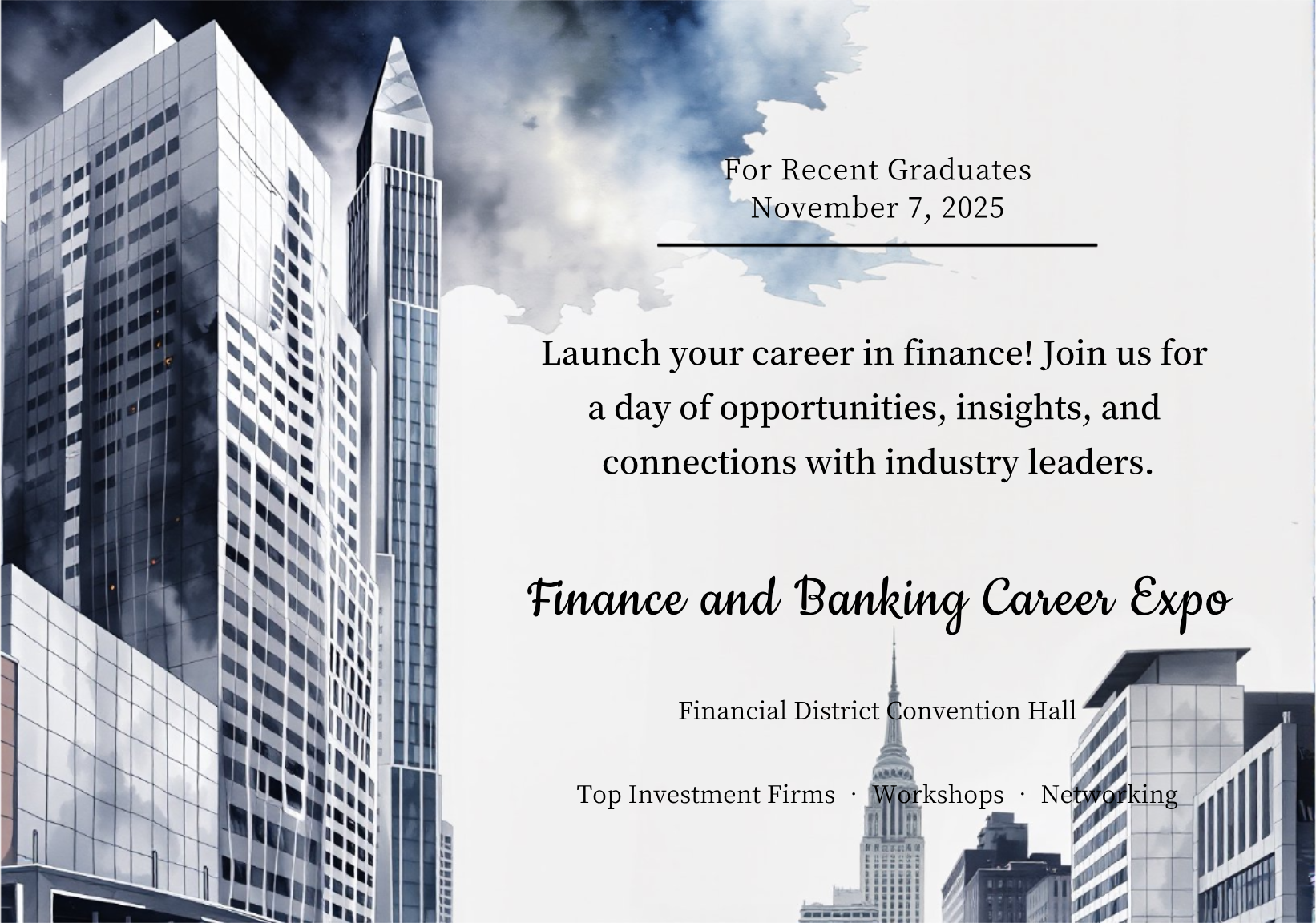 Finance Banking Career Fairs Postcard Template - AI Designs by MolyPix.AI