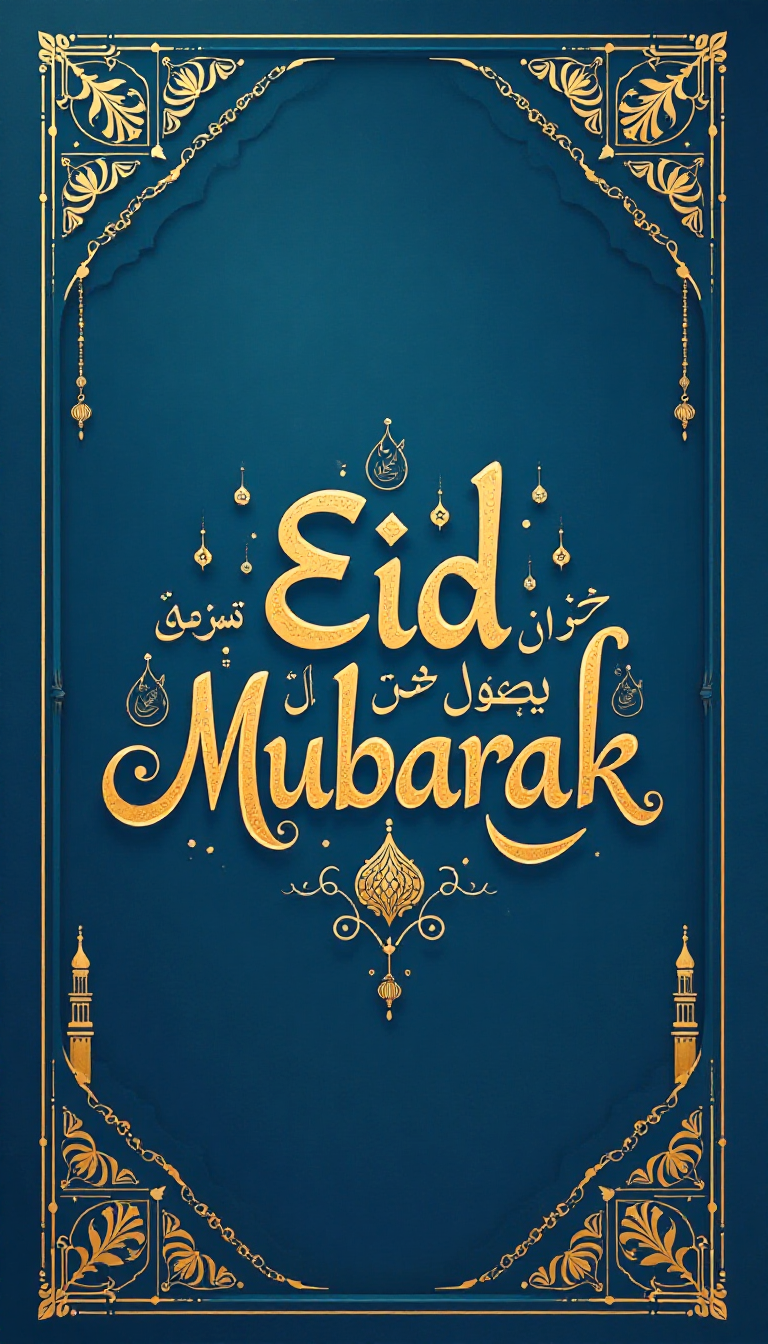 Arabic Calligraphy Eid Mubarak Wishes Image Template - AI Designs by ...