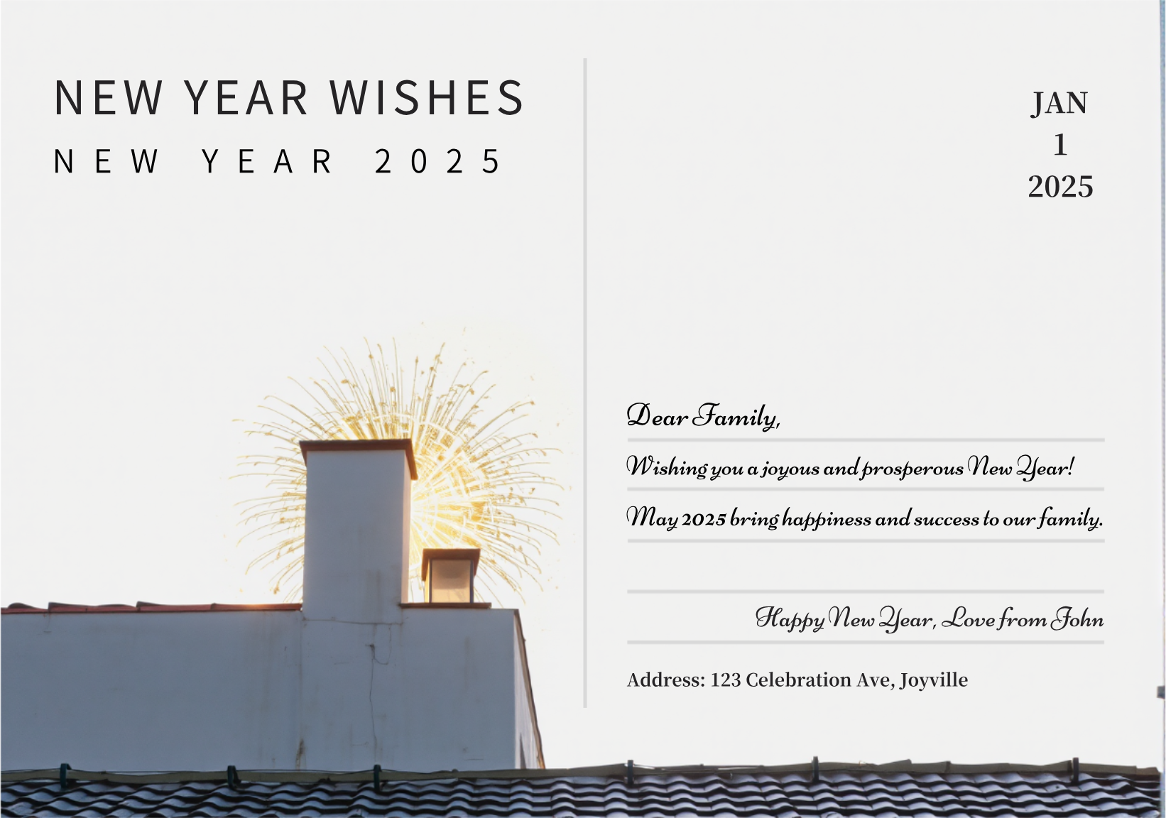 New Year Wishes 2025 Postcard Template - AI Designs by MolyPix.AI