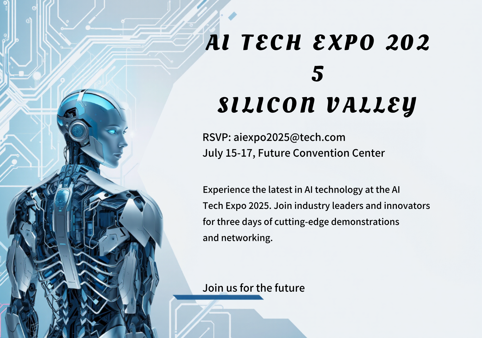 Blue and Silver Flat Illustration Artificial Intelligence Technology 2025 Expo Postcard