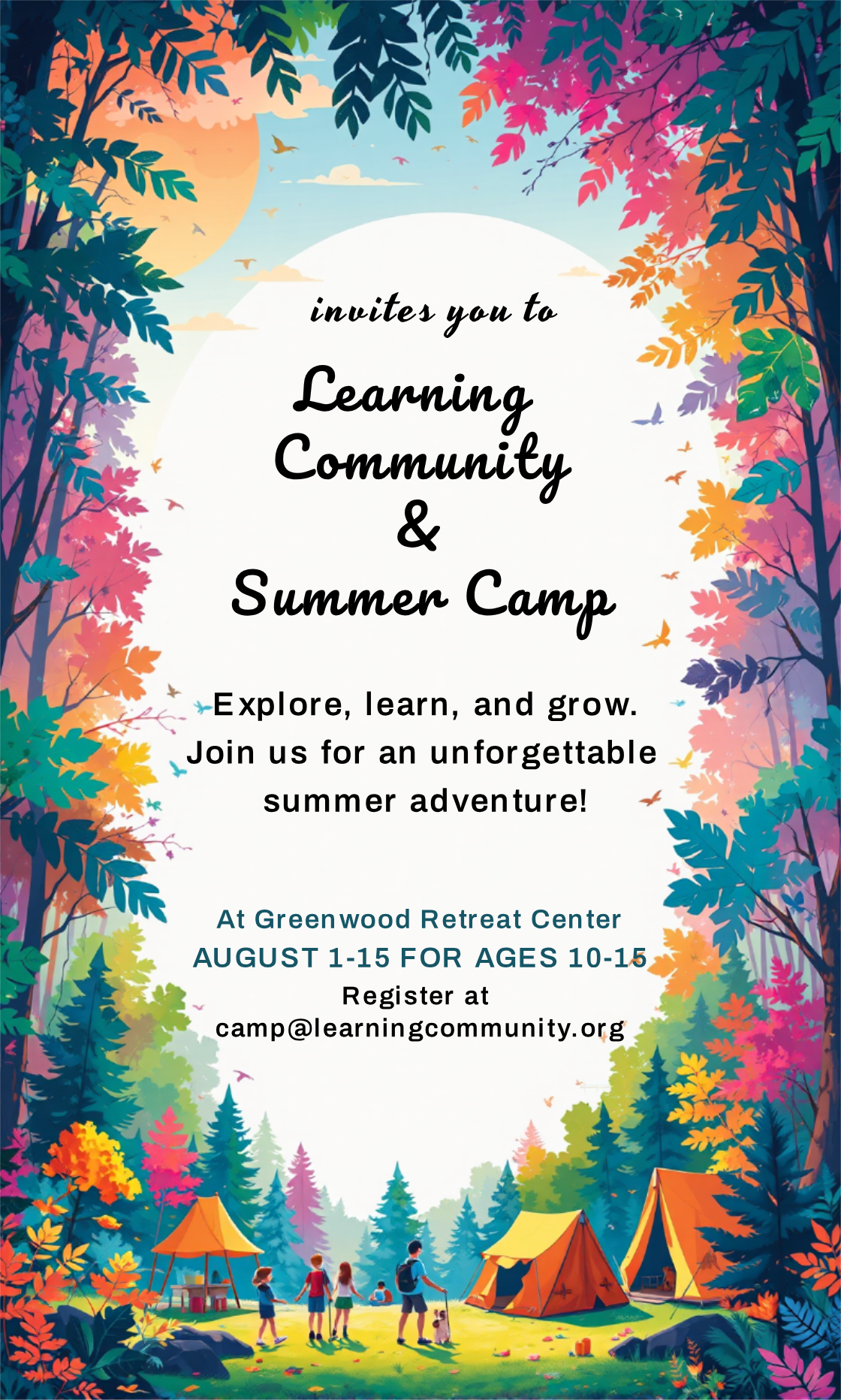 Learning Community Summer Camp Invitation Template - AI Designs by ...