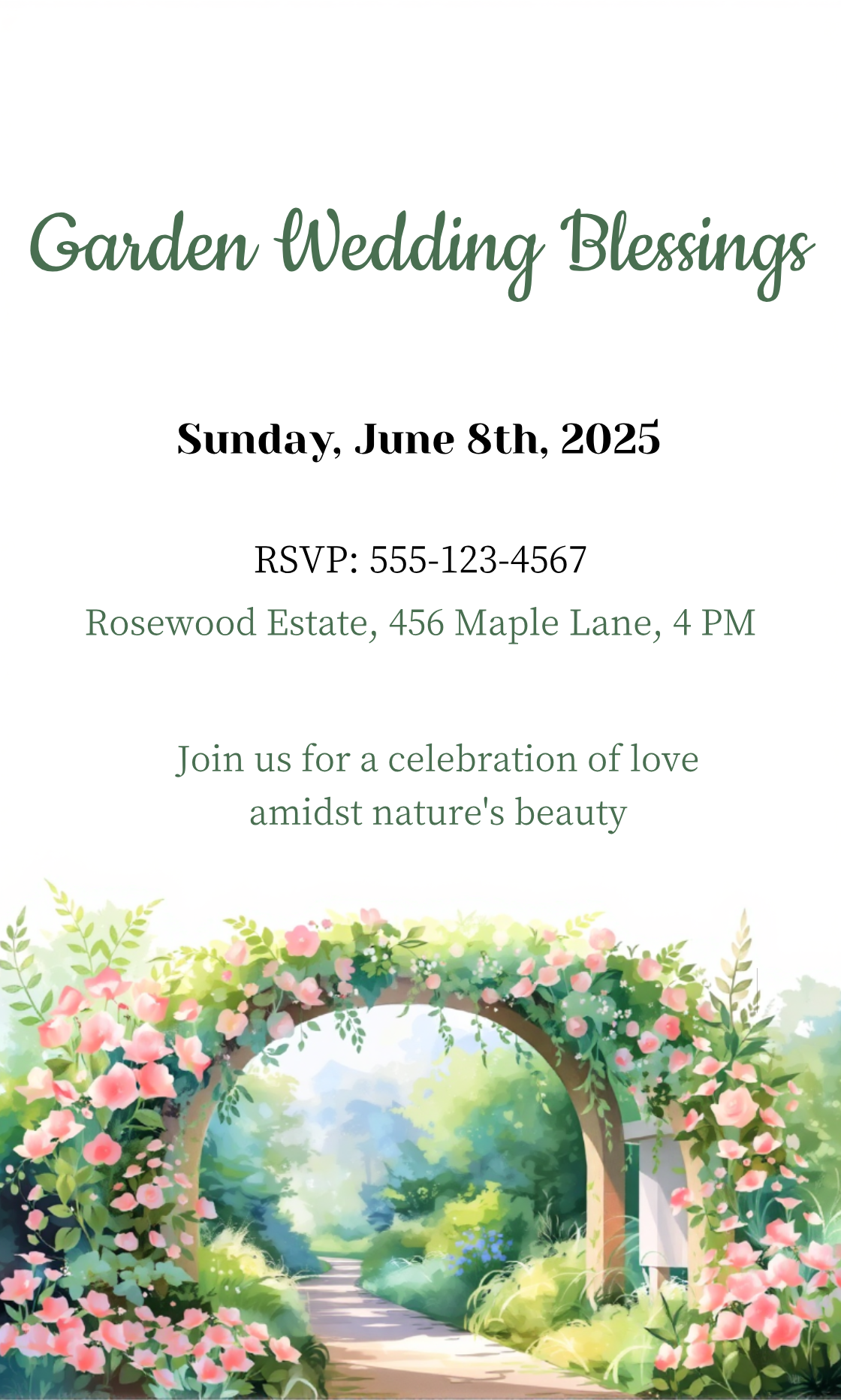 Garden Wedding Blessings Invitation Template - AI Designs by MolyPix.AI